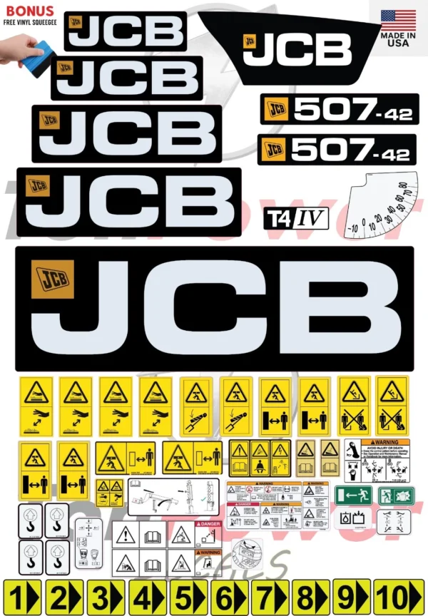 Fits JCB 507-42 Decal Kit Telescopic Forklift Stickers